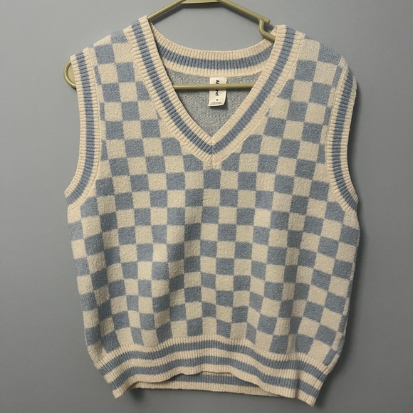Sweaters | The Cutest Baby Blue Checkered Vest | Poshmark